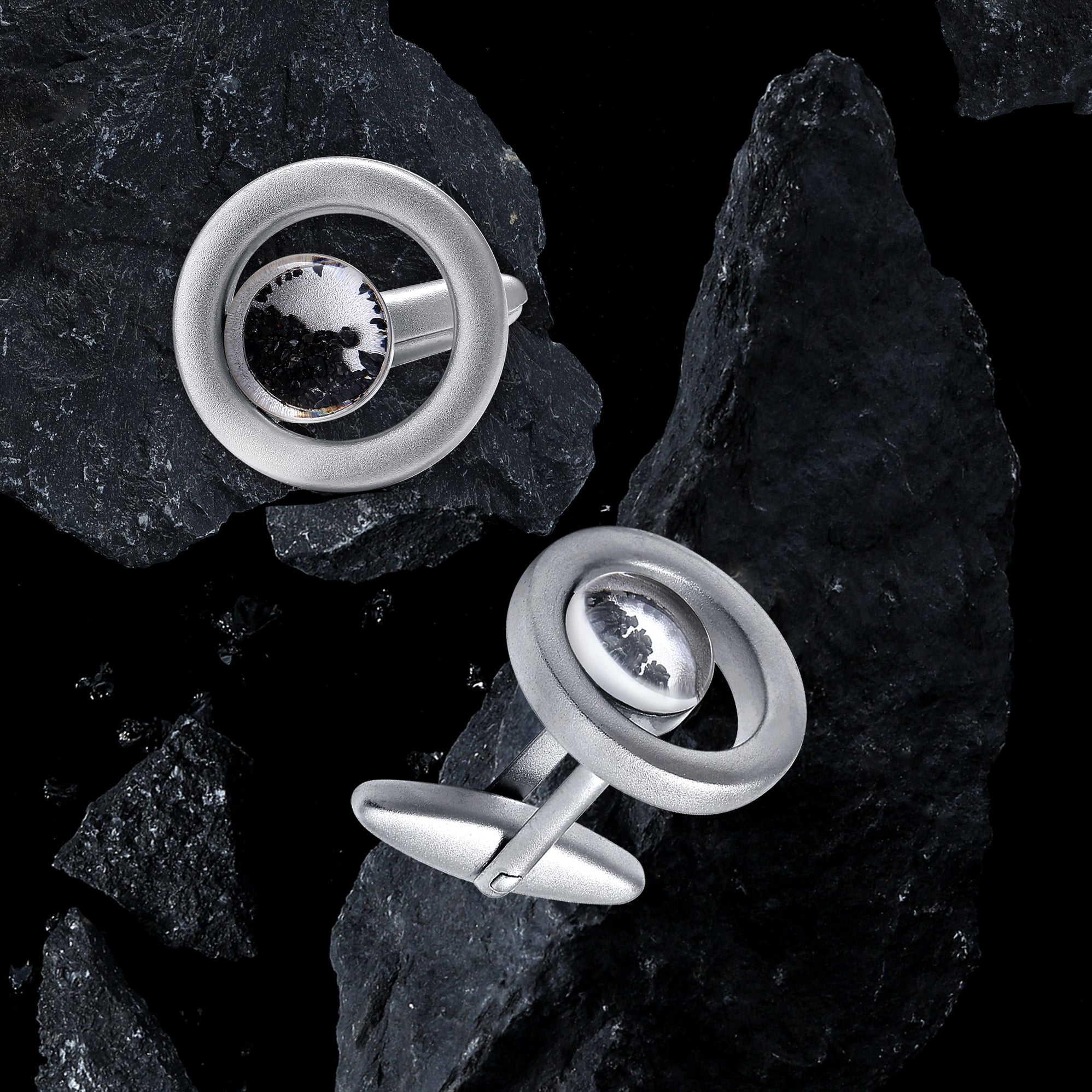 Authentic Moon Rock Series Men's Cufflinks (From Lunar Meteorite NWA 1 ...